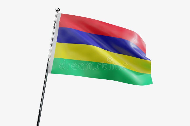 Mauritius Map With Waving Flag Vector Illustration Stock Illustration