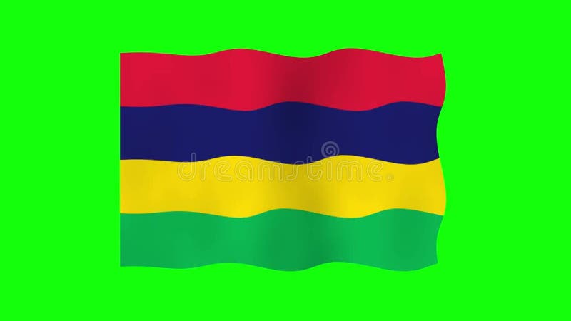 Mauritius Waving Flag 2D Animation on Green Screen Background. Looping ...