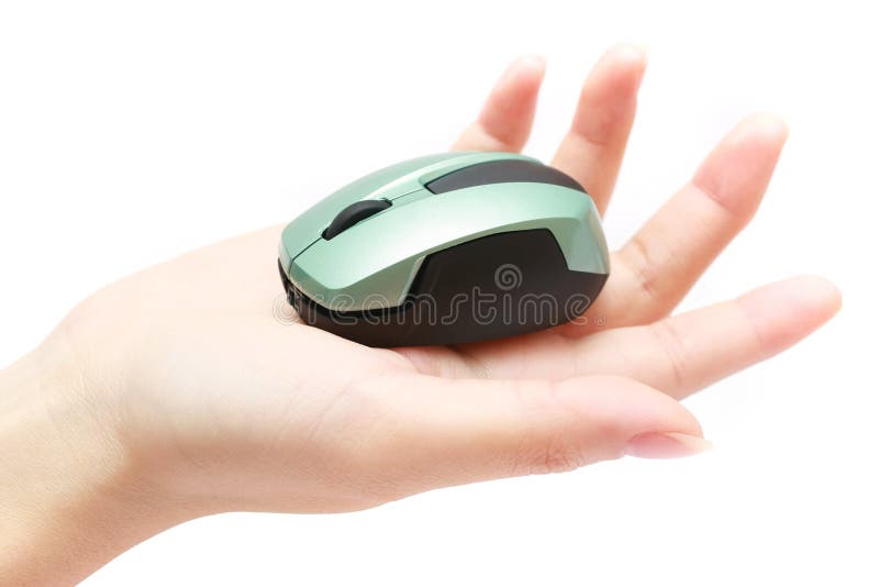 Maus an Hand stockbild. Bild von technologie, maus, palme - 5618089