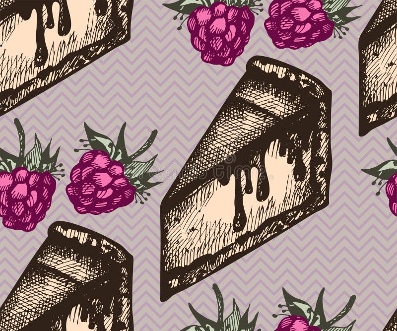 Seamless Pattern with Cheesecake. Hand Drawing Decorative Background ...