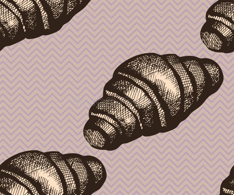 Seamless Pattern with Croissant. Hand Drawing Decorative Background ...