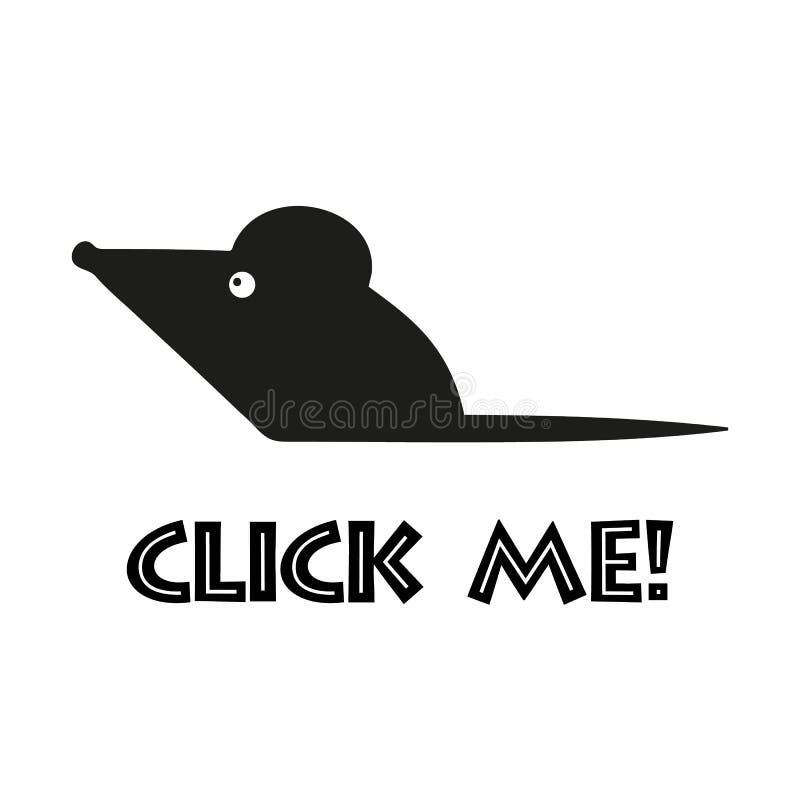 Click Me, Mouse Illustration, Flat Mouse Drawing, Funny Black Mouse ...