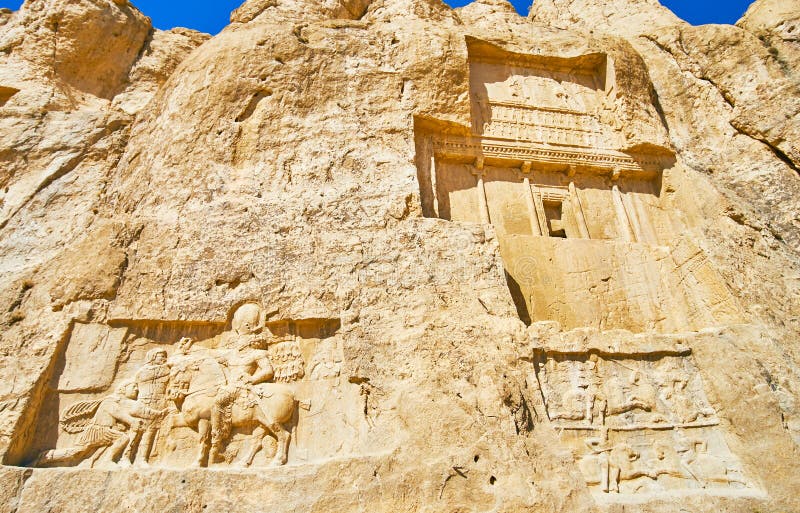 Reliefs on Cliff in Naqsh-e Rustam Necropolis, Iran Stock Photo - Image ...