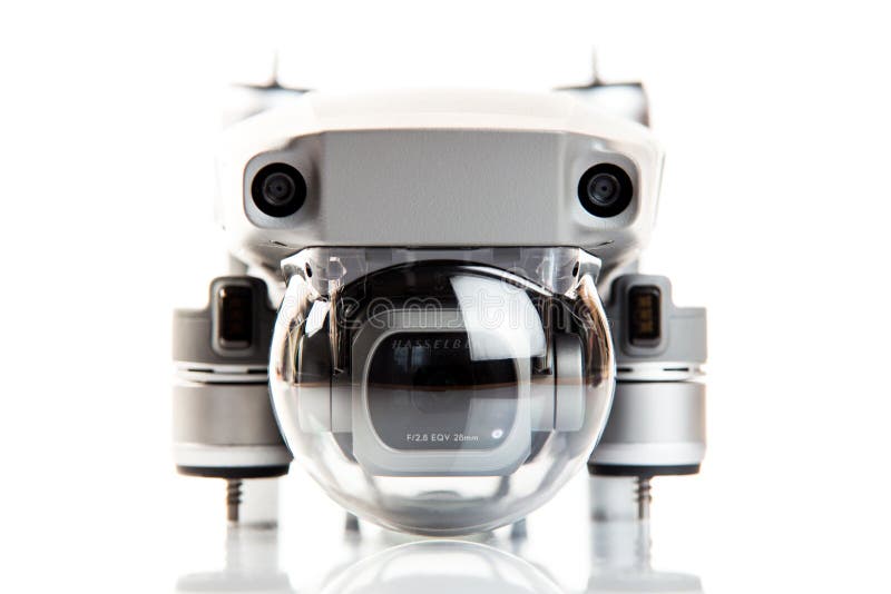 Drone in Front of Tractor and Combine Harvester in Field Stock Photo ...