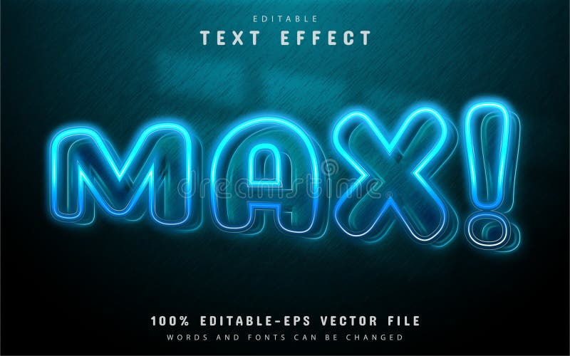 Max Blue Neon Style Text Effect Editable Stock Vector - Illustration of ...