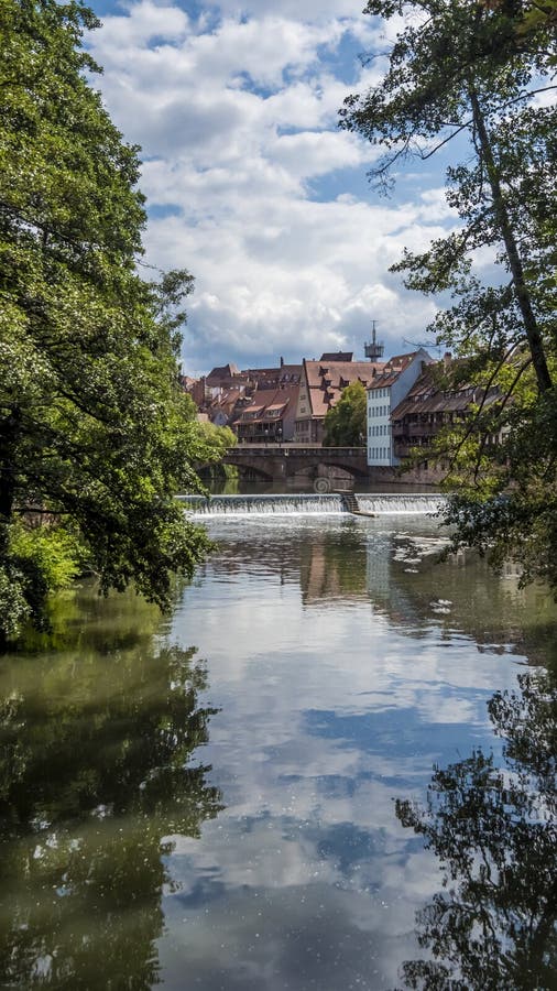 Pegnitz river, Nuremberg stock image. Image of famous - 175604553