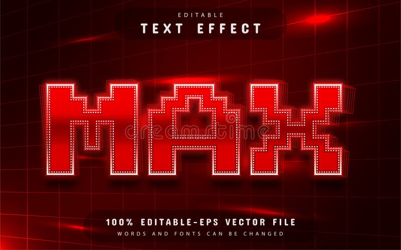 Max red neon text effect stock vector. Illustration of typography ...