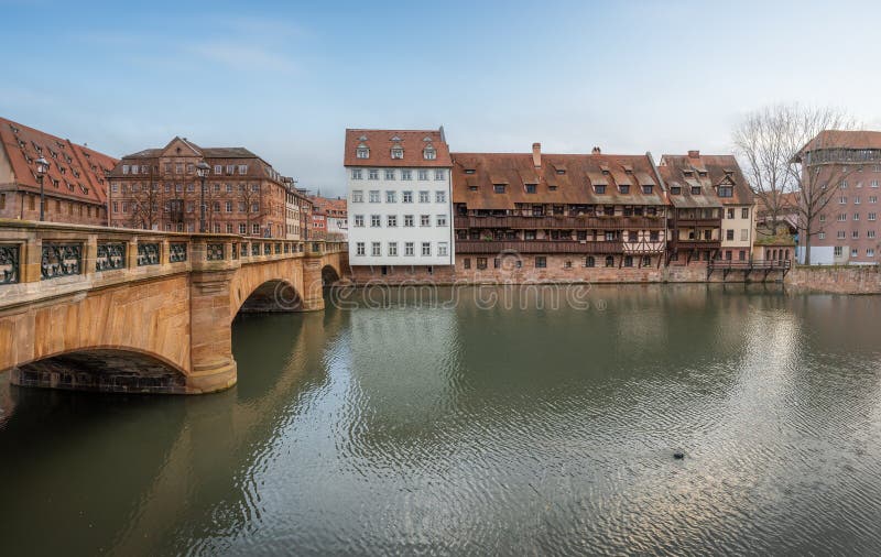 Maxbrucke Bridge at Pegnitz River - Nuremberg, Bavaria, Germany Stock ...