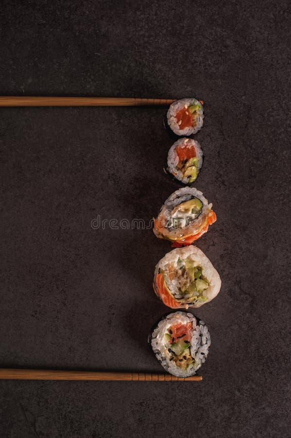 Maxi Assorted Sushi on a Stone Stock Photo - Image of color, cuisine ...