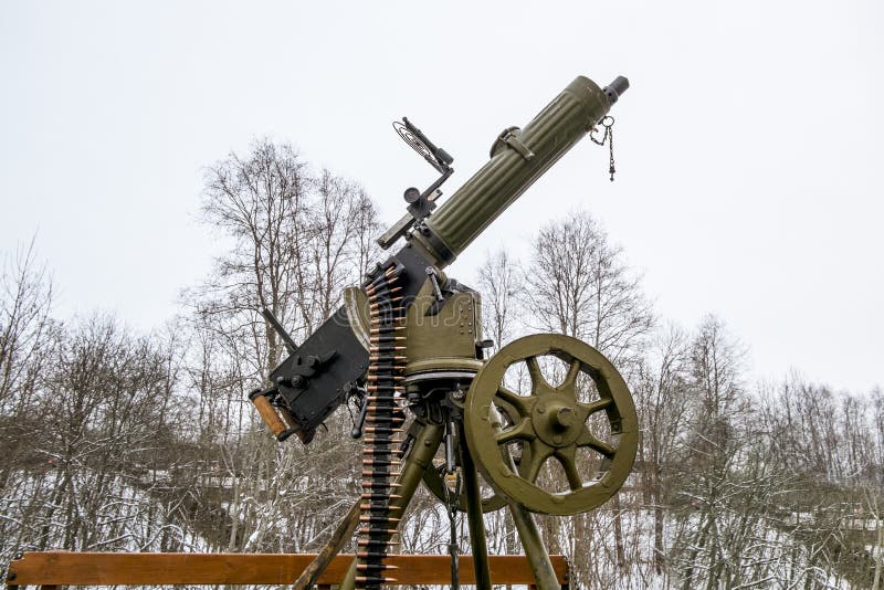 Maxim Machine Gun. Water Cooling of the Barrel. Box for Machine Gun ...