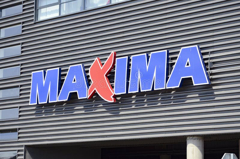 Maxima Shop Logo an Der Wand Redaktionelles Stockbild - Bild von ...
