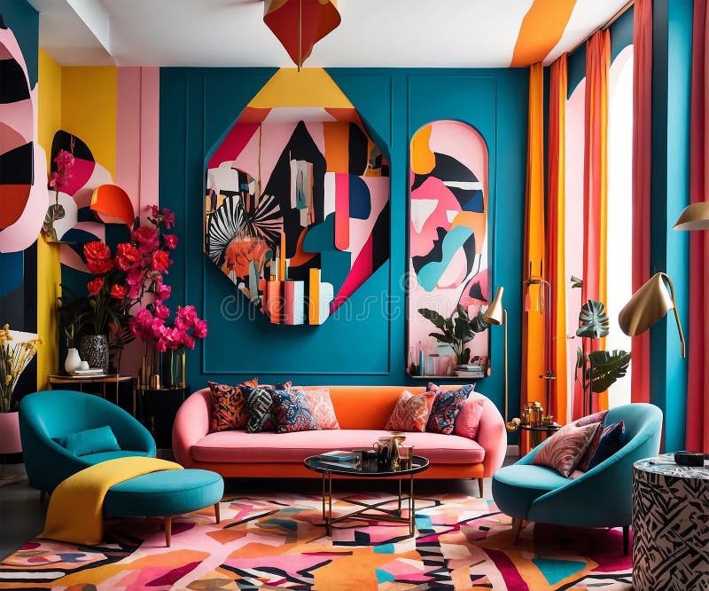 Maximalism Design with Bold Colors and Large Patterns Stock ...