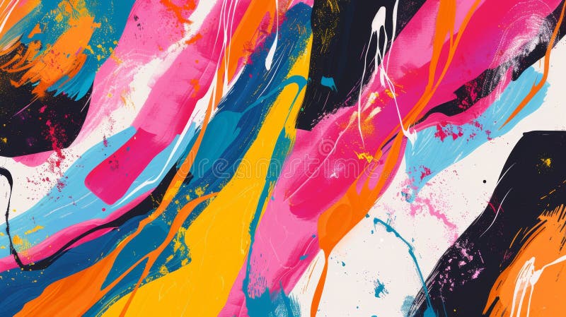 Maximalist Cluttercore Abstract Illustration with Bold Strokes and Rich ...