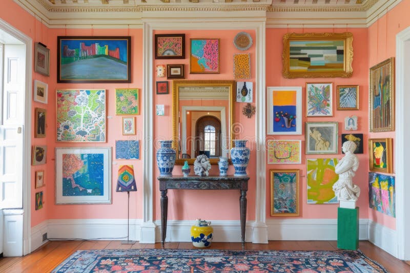 Maximalist Entryway Design Featuring a Dramatic Gallery Wall for ...