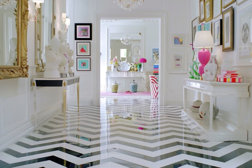 Maximalist Entryway with Dramatic Gallery Wall and Bold Decor for ...