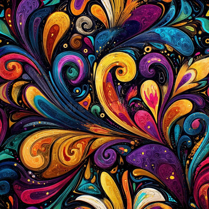 Maximalist Psychedelic Texture with Melting Shapes Stock Illustration ...
