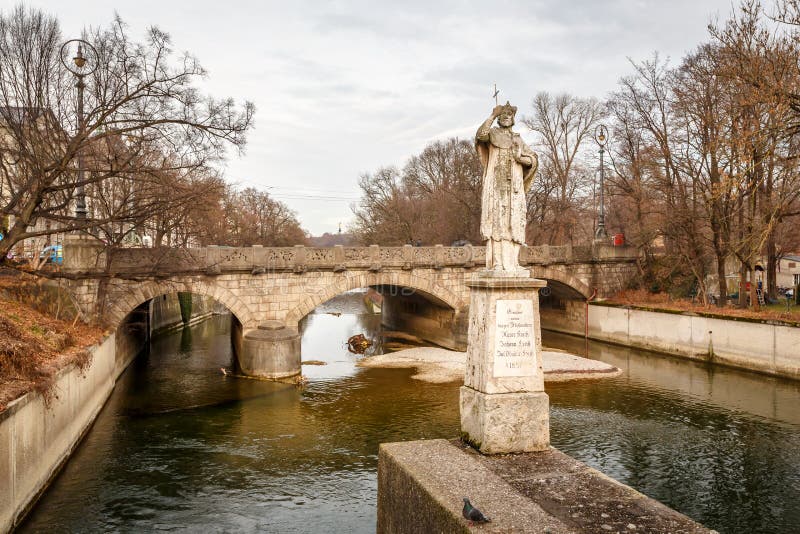 Maximilian Bridge Over Isar River in Munich Stock Image - Image of ...