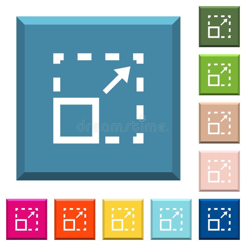 Maximize Element White Icons on Edged Square Buttons Stock Vector ...