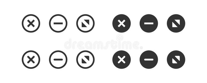 Maximize and Minimize Round Buttons Icon Set. Window Browser Button ... Maximize and Minimize Round Buttons Icon Set. Window Browser Button ...