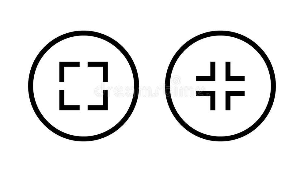 Maximize and Minimize Screen Icon Vector in Circle Line Button Stock ...