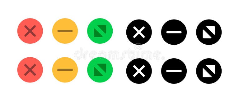 Maximize and Minimize Vector Web Buttons. Close App, Browser Symbol ...