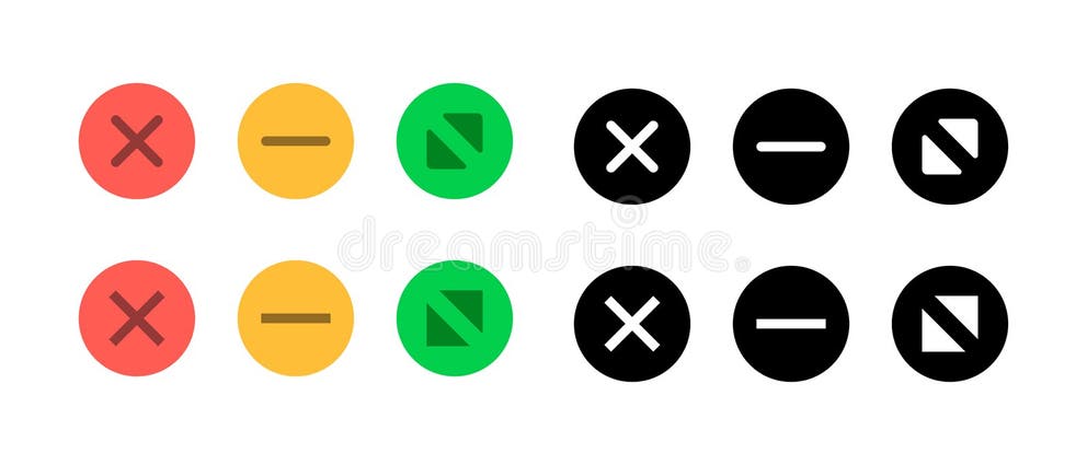 Maximize and Minimize Vector Web Buttons. Close App, Browser Symbol ...