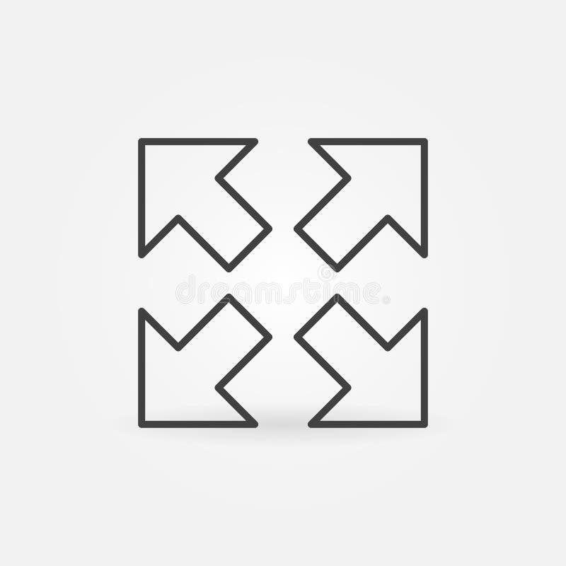 Maximize Size Vector Thin Line Four Arrows Concept Icon or Symbol Stock ...