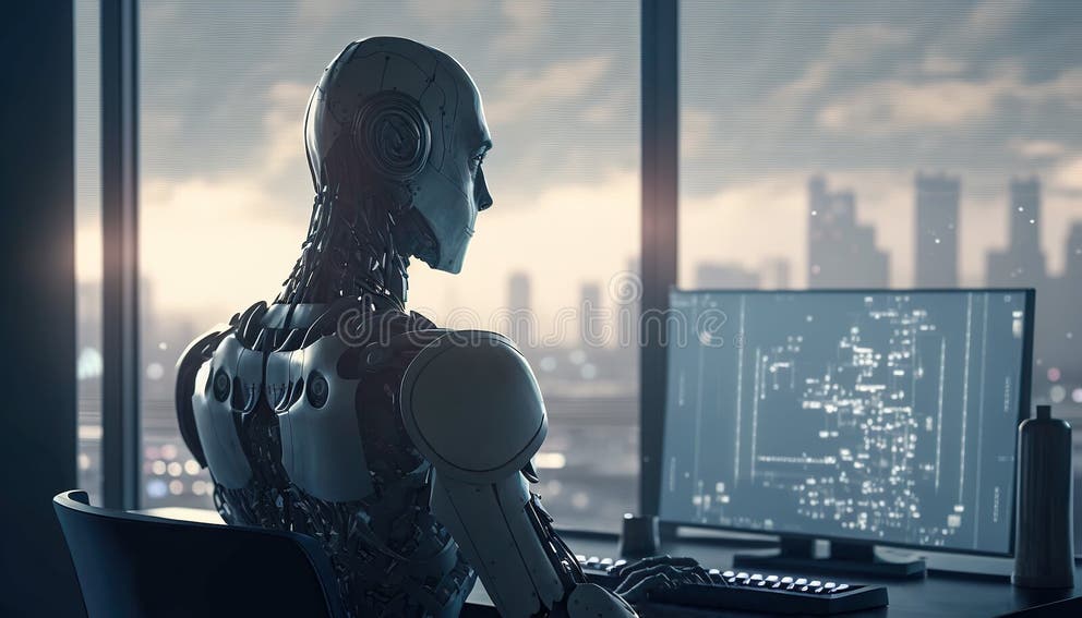 Maximize Your Efficiency, ChatGPT Robot Working, Cutting-Edge Programming in Action, Generative ...