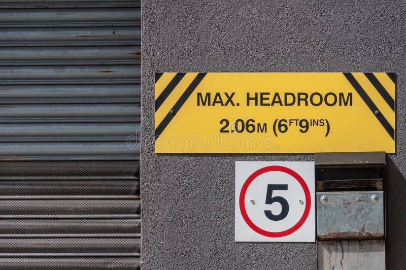 Warning Height Restriction Barrier Max Headroom Sign Stock Image ...