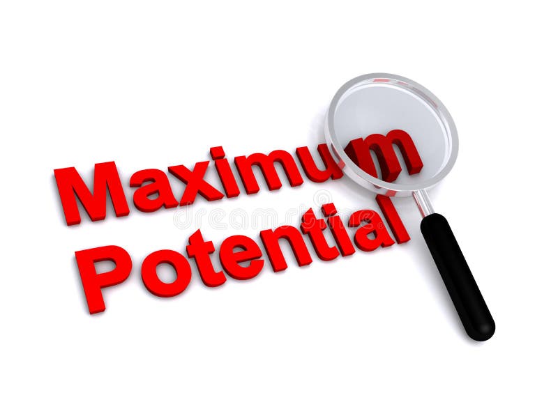 Maximum Potential with Magnifying Glass on White Stock Illustration ...