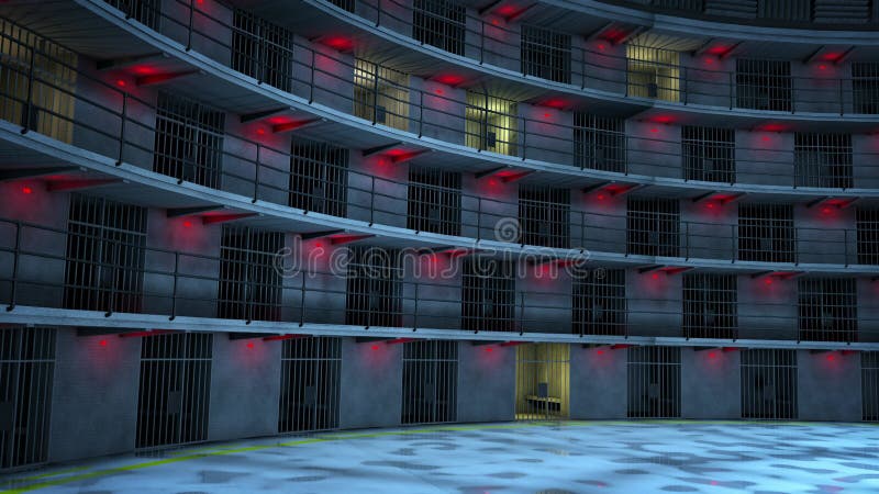 Maximum Security Prison Animation. Seamless Loop. 3d Rendering Stock ...
