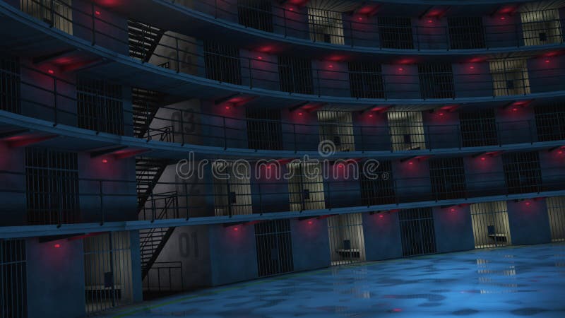 Maximum Security Prison Animation. Seamless Loop. 3d Rendering Stock ...