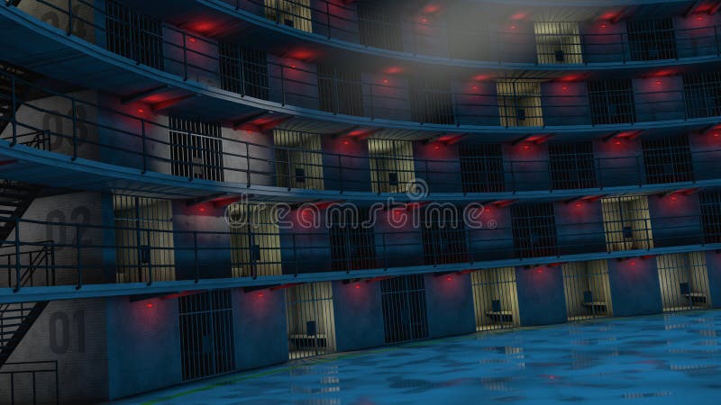 Maximum Security Prison in Round Shape. 3d Rendering. Stock ...