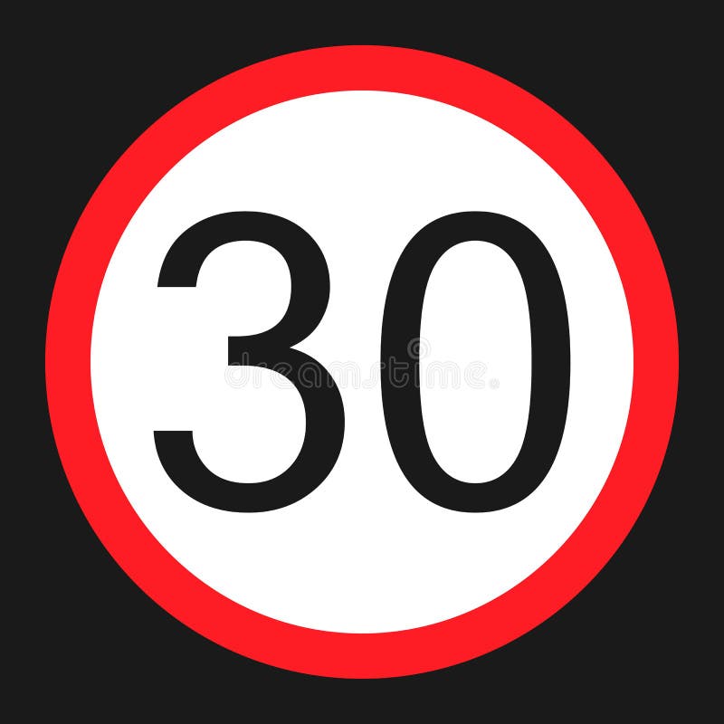 Maximum Speed Limit 30 Sign Flat Icon Stock Vector - Illustration of ...