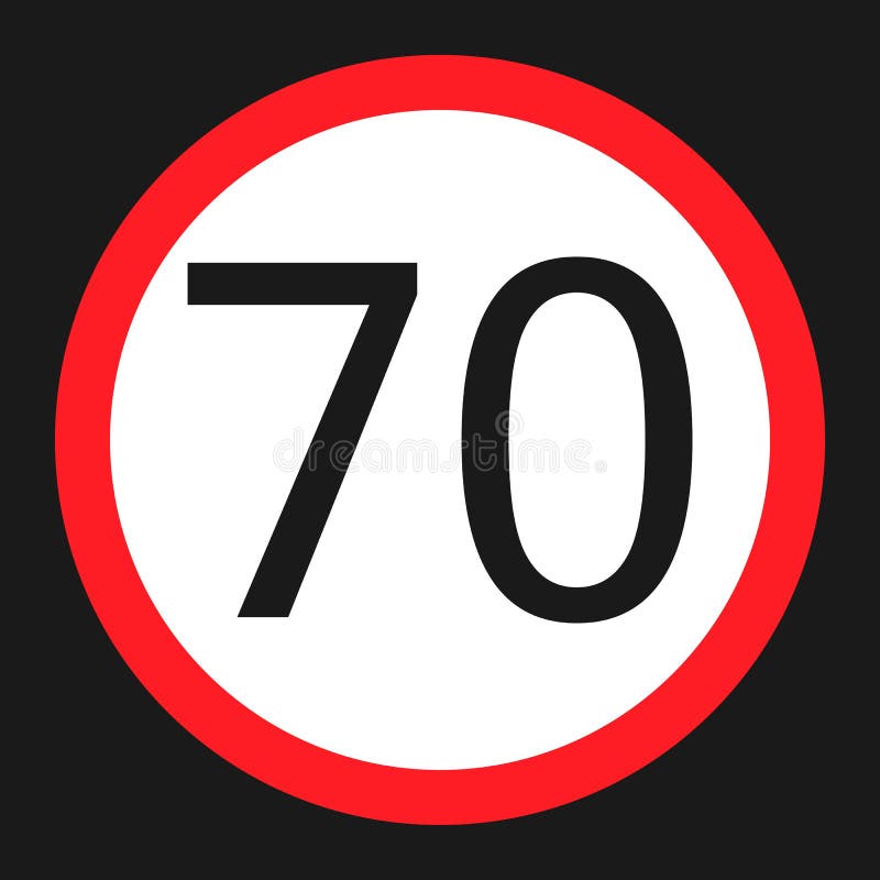 Maximum Speed Limit 70 Sign Flat Icon Stock Vector - Illustration of ...