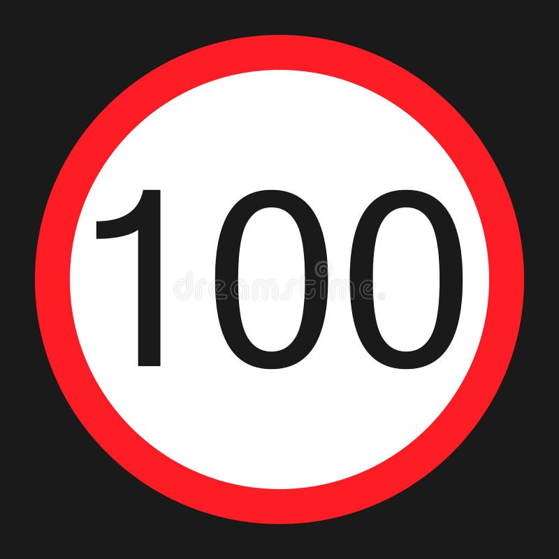 Maximum Speed Limit 100 Sign Flat Icon Stock Vector - Illustration of ...