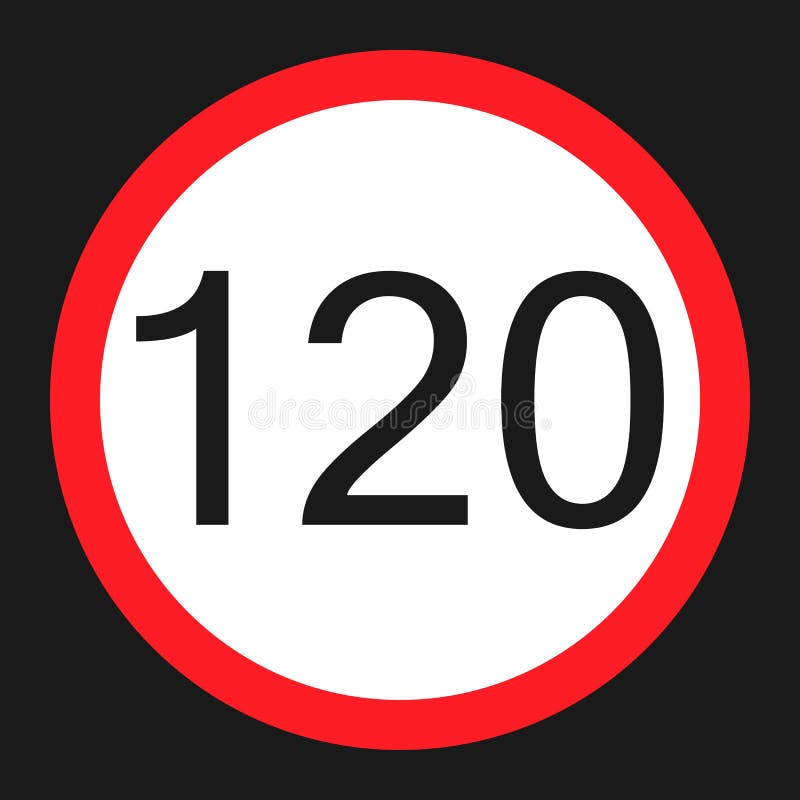 Maximum Speed Limit 120 Sign Flat Icon Stock Vector - Illustration of ...