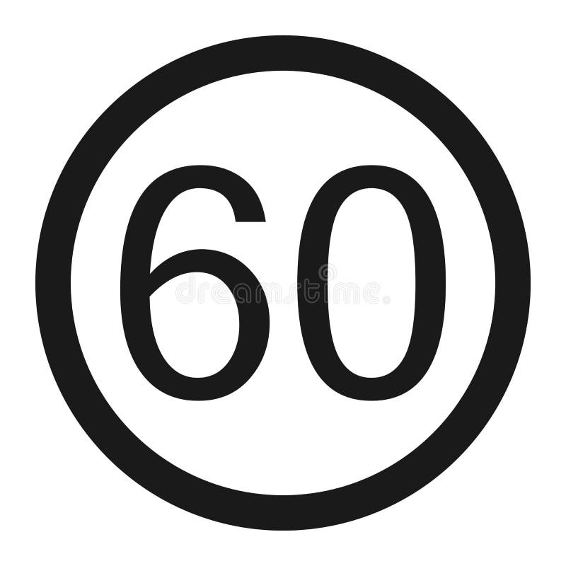 Maximum Speed Limit 60 Sign Line Icon Stock Vector - Illustration of ...