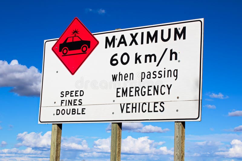 Maximum Speed while Passing Emergency Vehicles Sign Stock Photo - Image ...