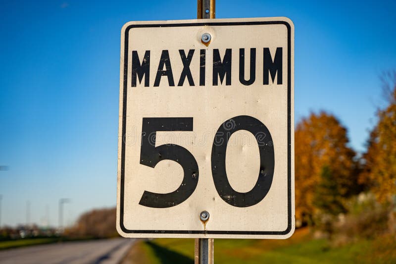 Maximum 50 speed road sign stock photo. Image of regulation - 343694306