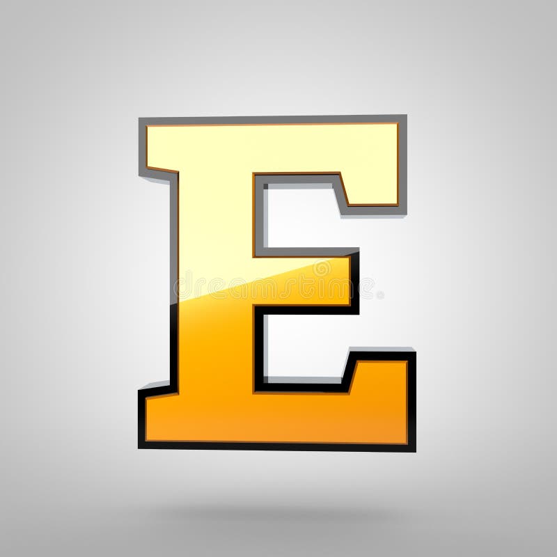 Mayúscula De La Letra E Del Oro Con El Prendedero Negro Stock de ...