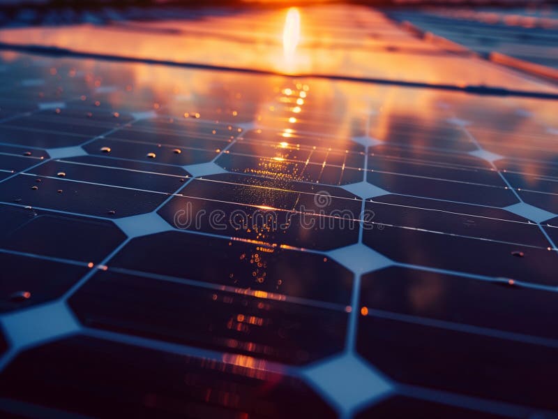 Solar Cell Panel, Reflect with Sunlight, AIGENERATED Stock Illustration ...