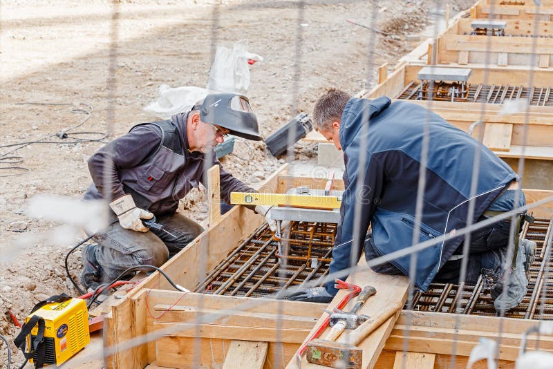 Workers are Welding in Construction Site Editorial Stock Image - Image ...