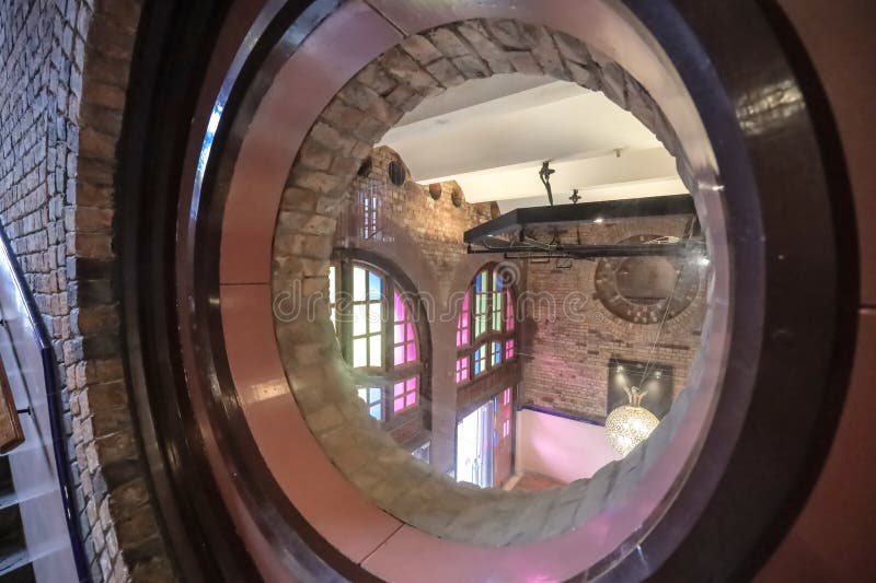 May 17 2025 Brick Framed Window Interior with Vibrant Colored Glass ...