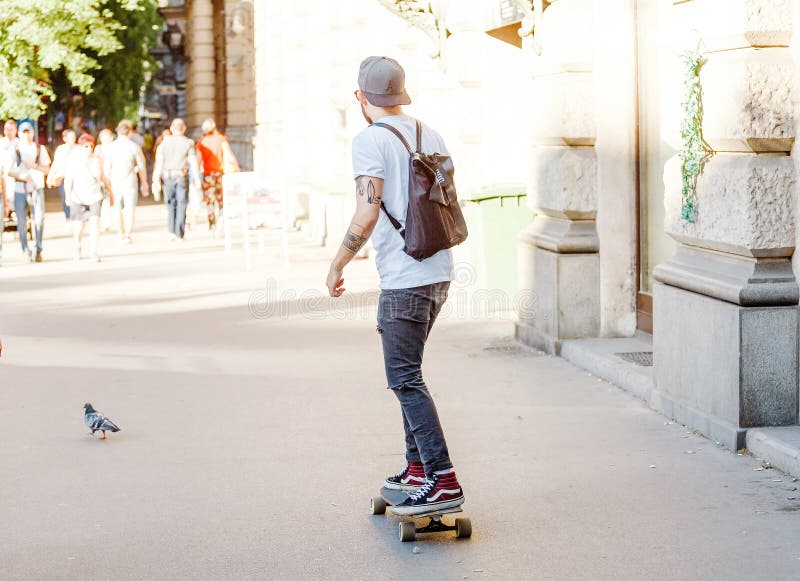 Man Riding On A Skateboard At The City Street Editorial Photo Image
