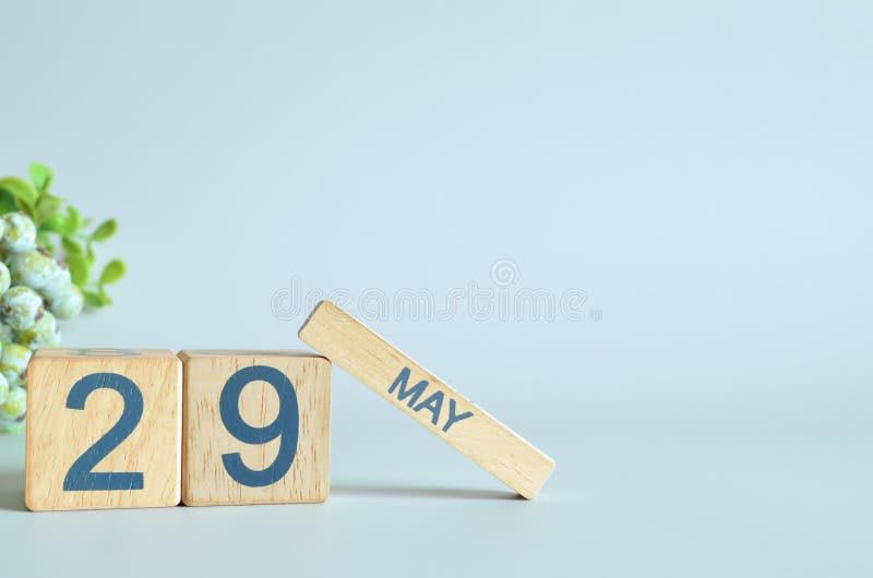 May 29, Calendar Cover Design with Number Cube with Green Fruit on Blue ...
