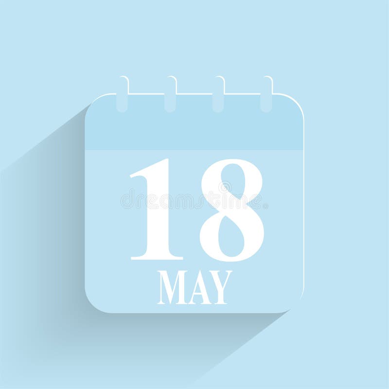 May 18 daily Calendar Icon Date and Time Day Month Holiday Flat ...