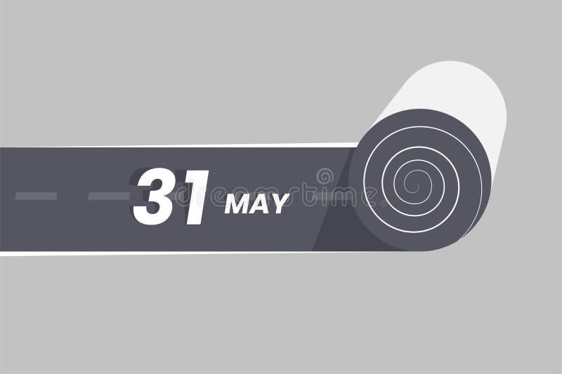 May 31 Calendar Icon Rolling Inside the Road. 31 May Date Month Icon ...