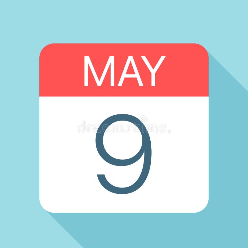 May 9 - Calendar Icon. Vector Illustration of One Day of Month Stock ...
