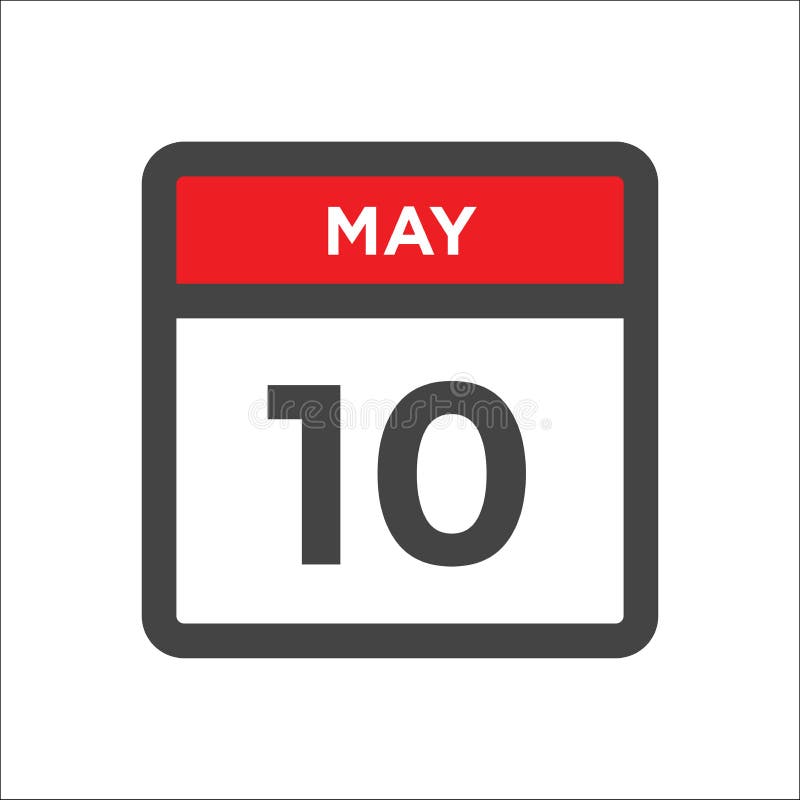May 10 Calendar Icon W Day of Month Stock Vector - Illustration of 2021 ...